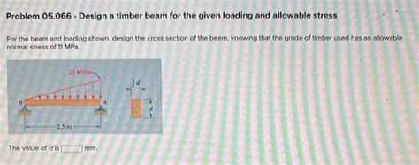 Solved Problem 05 066 Design A Timber Beam For The Given