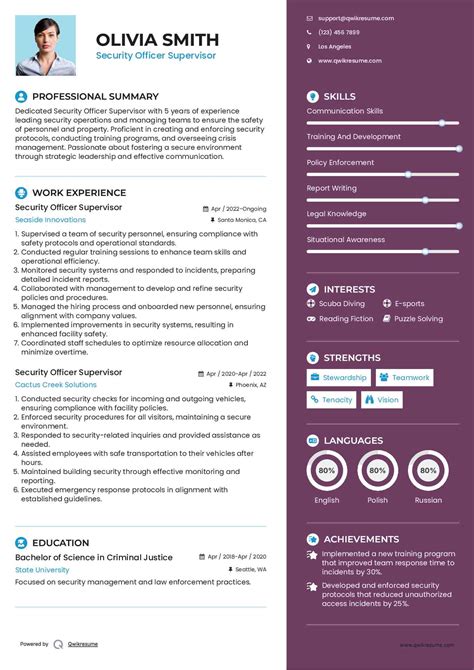 10 Security Officer Supervisor Resume Samples And Templates For 2026