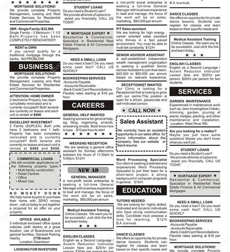 Newspaper Classified Ads Template Free Collection Newspaper Classified