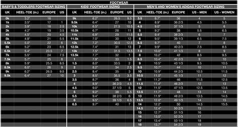 Adidas Size Guide Bootcamp Football Shop