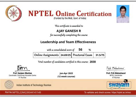 Ajay Ganesh R On Linkedin I Am Excited To Share That I Have Successfully Completed The Nptel