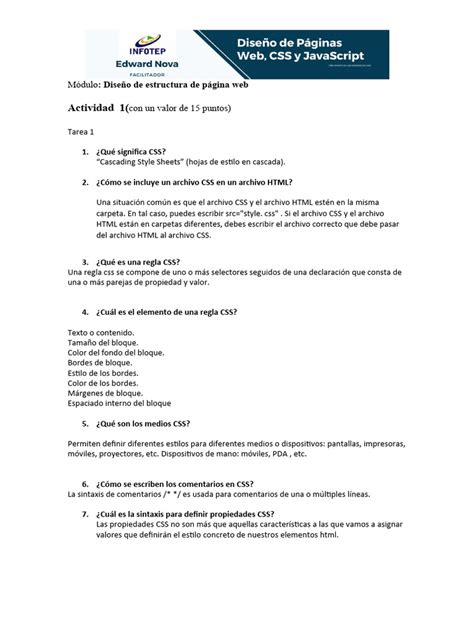Actividad 1 Módulo 2 Introducción Al Css Y Javascript Pdf Ciencias De La Computación Red