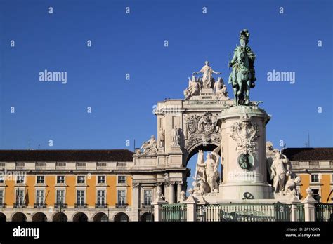 Portugal Lisbon Arch Detail Praca De Commercio Also Known As