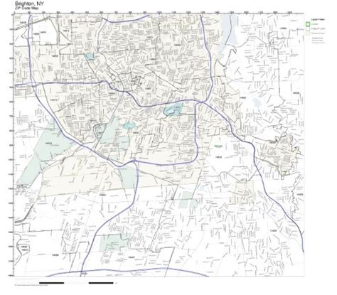 Zip Code Wall Map Of Brighton Ny Zip Code Map Laminated