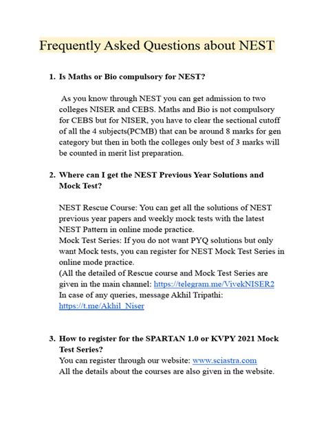 Frequently Asked Questions About Nest Pdf