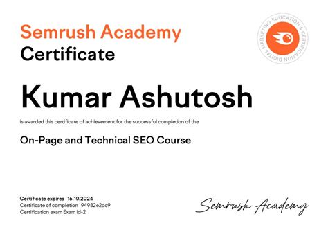 Completed On Page And Technical Seo Certification Kumar Ashutosh Posted On The Topic Linkedin