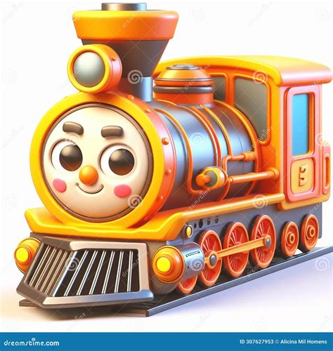 Funny Train Cartoon With Colorful Carriages Ai Generated Stock
