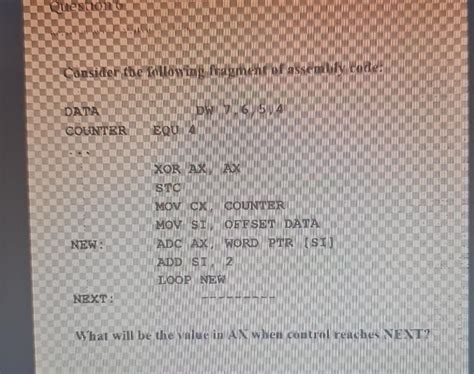 Solved Consider The Rollowing Fragment Of Assembly