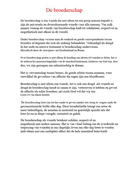 Kopie Van De Broederschap Eerste Concept Pdf