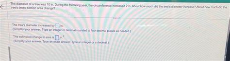 Solved The Diameter Of A Tree Was In During The Chegg Com