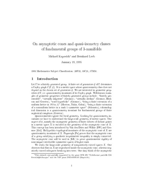 On Asymptotic Cones And Quasi Isometry Classes Of Fundamental Group Of 3 Manifolds Pdf