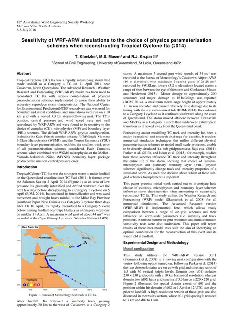 Pdf Sensitivity Of Wrf Arw Simulations To The Choice Of Physics Parameterisation Schemes When