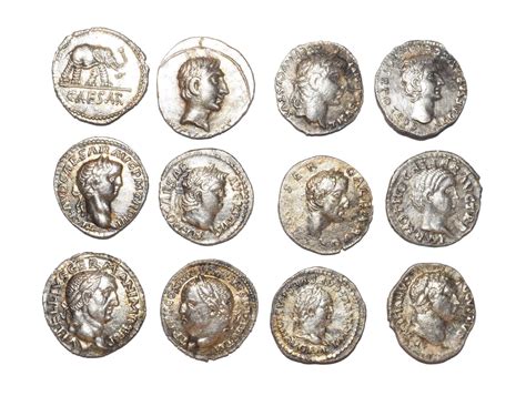 The Twelve Caesars Denarius Set Hand Struck Sterling Silver Roman