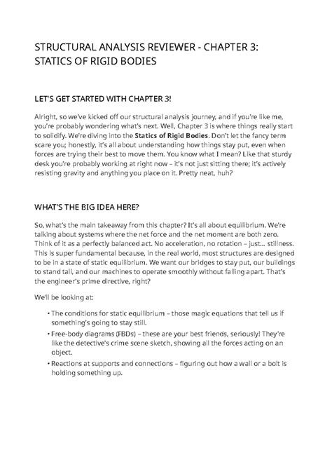 Structural Analysis Eng 101 Chapter 3 Statics Of Rigid Bodies Review