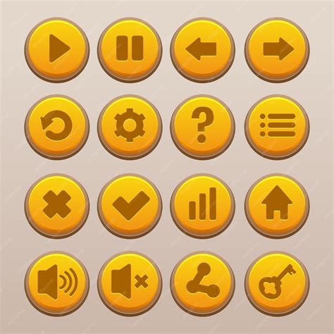 Premium Vector Set Of Ui Button Icons For 2d Game User Interfaces