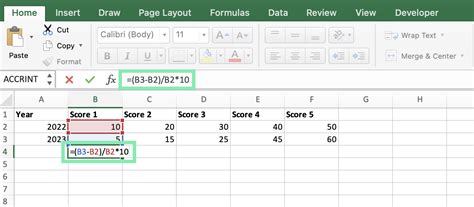Formula to Create a Percentage Change Between Two Numbers in Excel