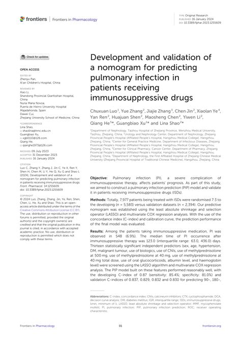 pdf development and validation of a nomogram for predicting pulmonary