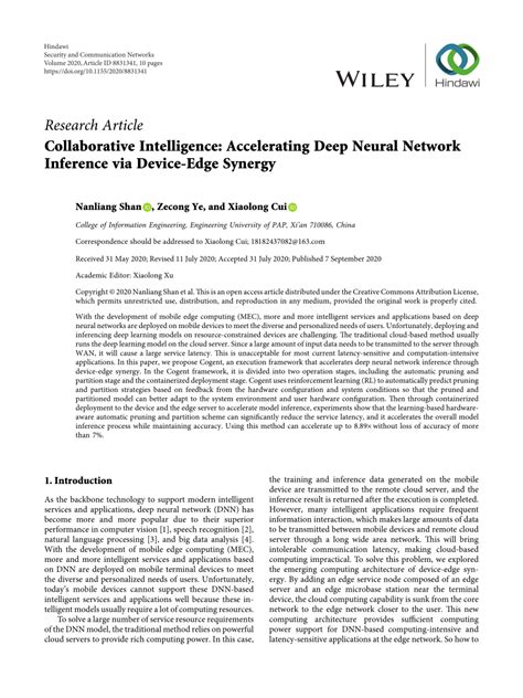 Pdf Collaborative Intelligence Accelerating Deep Neural Network