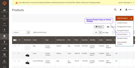 virtual products in magento 2