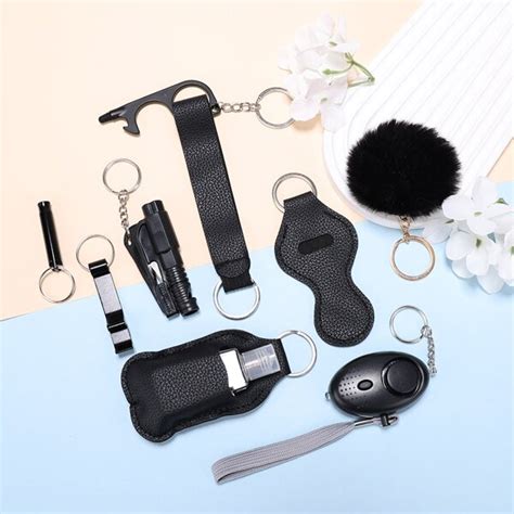 Self Defense Keychain Set For Women Safety Keychain Full Set With Personal Alarm Knife Keychain