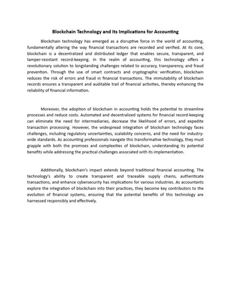 Blockchain Technology And Its Implications For Accounting Pdf