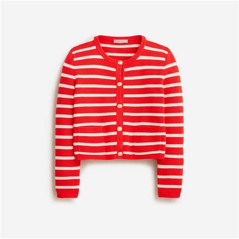 Jcrew Emilie Patch Pocket Sweater Lady Jacket In Stripe For Women