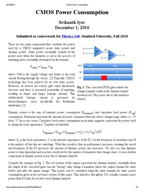 Cmos Power Consumption Pdf Cmos Electrical Components