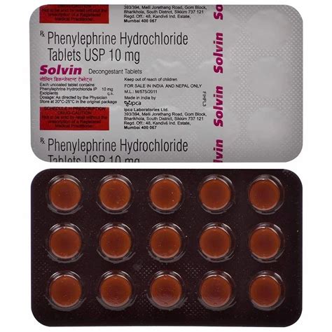 10mg Solvin Phenylephrine Hcl Tablets At ₹ 153 Bottle Phenylephrine Hydrochloride Tablet In