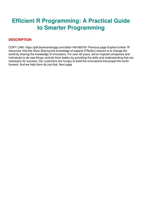 Ppt Downloadpdf Efficient R Programming A Practical Guide To Ppt Downloadpdf Efficient R Programming A Practical Guide To