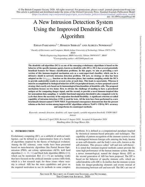 pdf a new intrusion detection system using the improved dendritic