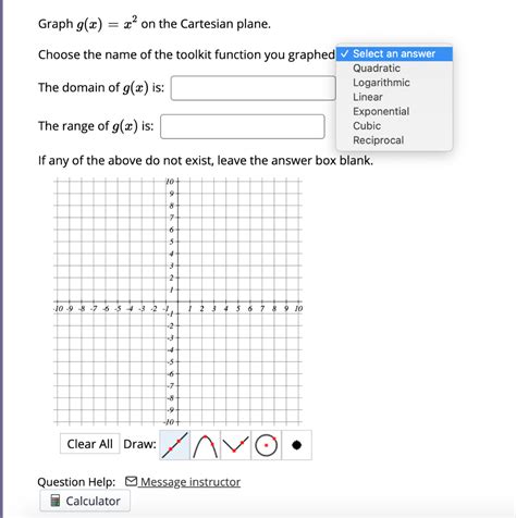 solved graph g x x 2 on the cartesian plane choose