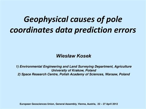 Ppt Geophysical Causes Of Pole Coordinates Data Prediction Errors