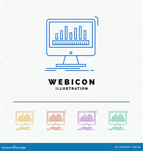 Analytics Processing Dashboard Data Stats 5 Color Line Web Icon