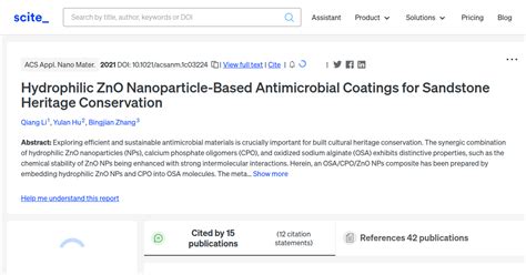 Hydrophilic Zno Nanoparticle Based Antimicrobial Coatings For Sandstone