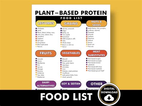 Plant Based Protein Foods Printable Pdf List List Of Plant Based