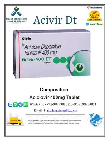 Acivir 400 Dt Tablet At Best Price In New Delhi By Modern Times