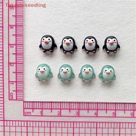 Takashiseedling 50 ชิ้นใหม่น่ารักการ์ตูนเพนกวินเรซิ่นหุ่นหัตถกรรม Flatback Cabochon