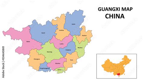 Guangxi Map Of China State And District Map Of Guangxi Detailed
