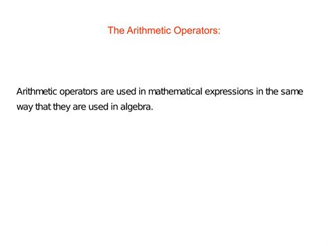 Java Basic Operators Ppt