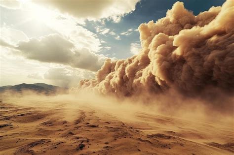A Large Cloud Of Dust In The Desert Premium Ai Generated Image
