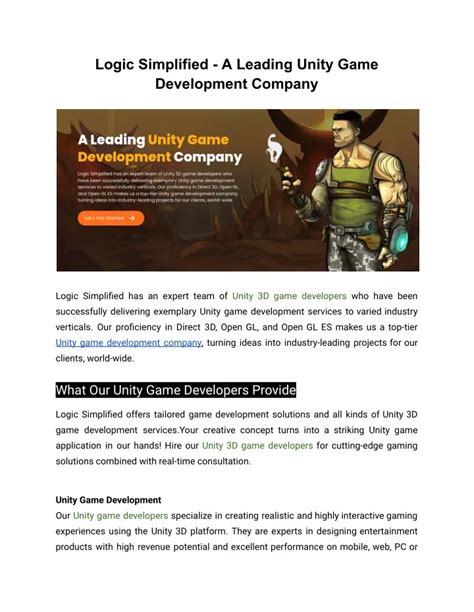 Ppt Logic Simplified A Leading Unity Game Development Company