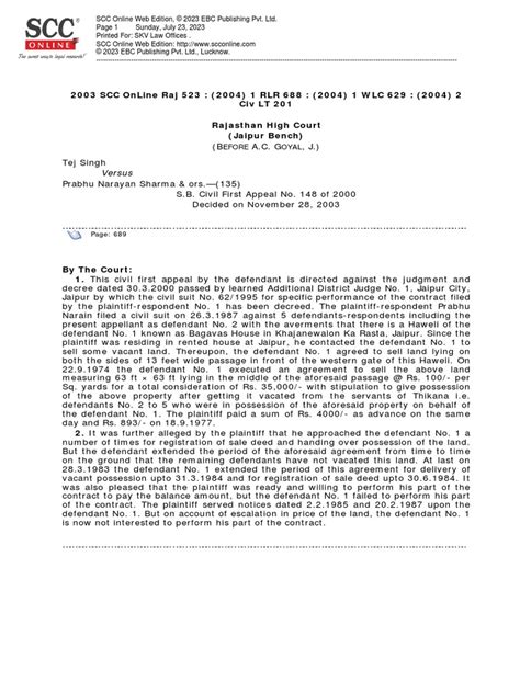 Specific Performance Of Contract Pdf Lawsuit Specific Performance