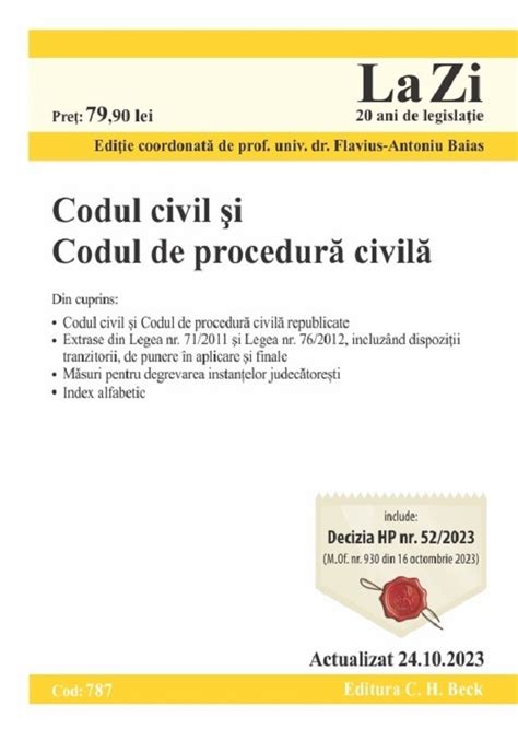 Codul Civil Si Codul De Procedura Civila Act 24 Octombrie 2023