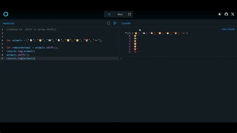 shift array method in javascript youtube