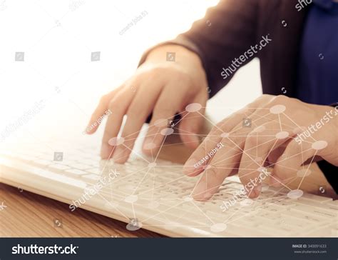 Human Hands Typing On The Keyboard Concept Of Social Media Online