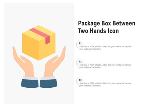 Package Box Between Two Hands Icon Template Presentation Sample Of