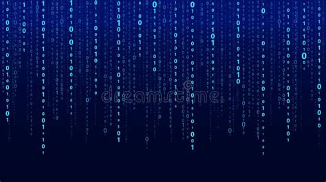 Technology Vector Binary Code Random Falling Digits On Screen Hacked