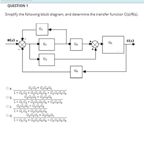Solved Question 1 Simplify The Following Block Diagram And