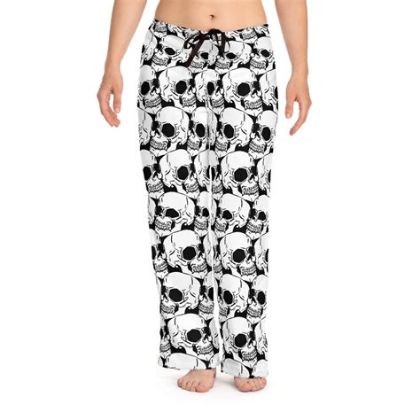 Skull Pj Pants Gothic Pajama Pants Emo Punk Black And White Pj Pants Matching Womens Skull Pajama