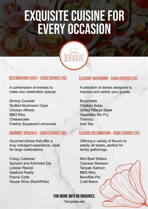 Restaurant Catering Menu Template Edit Online And Download Example